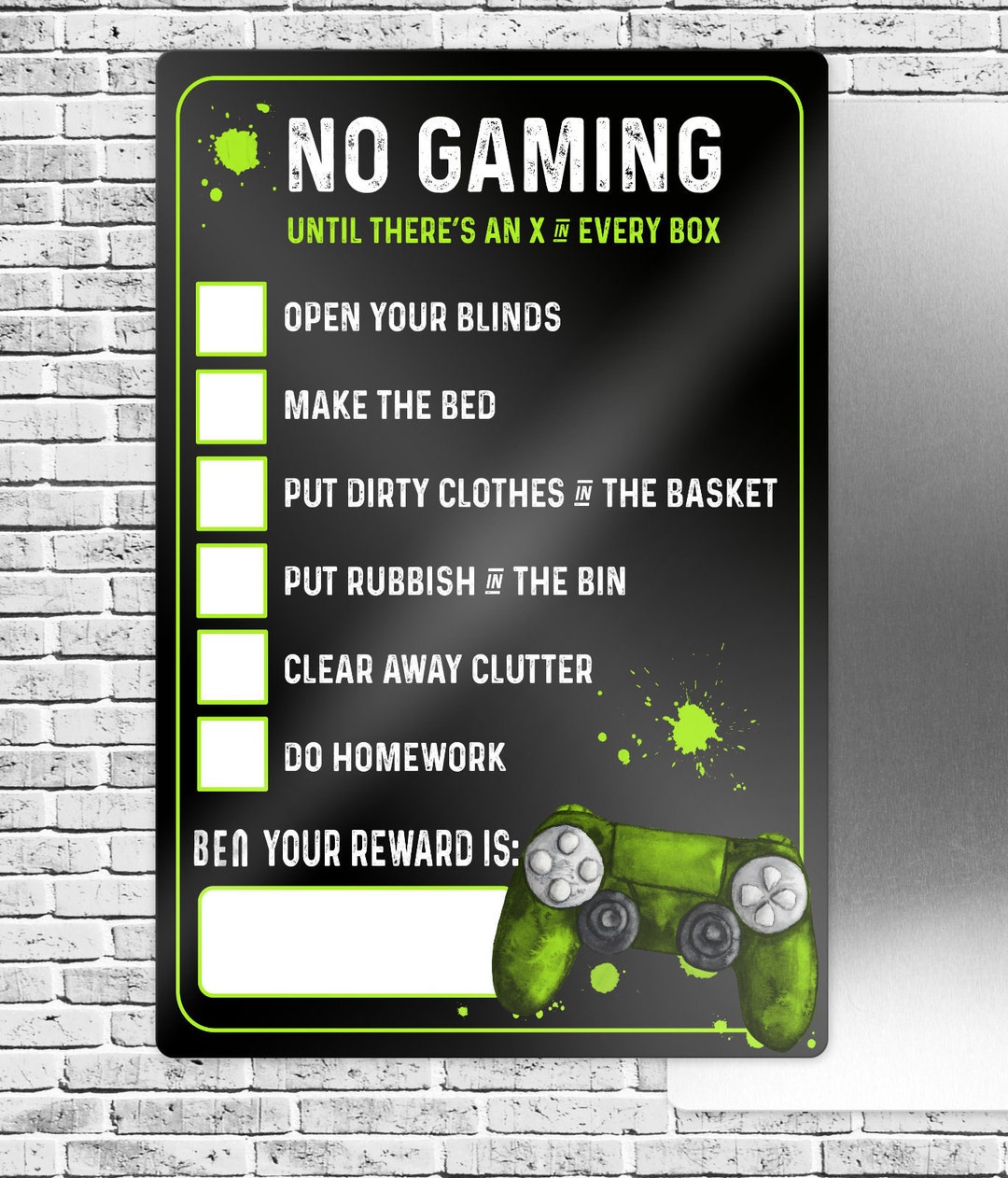 Personalised Gamer Reward Chore Chart, Reusable Chart, Behaviour Chart ...