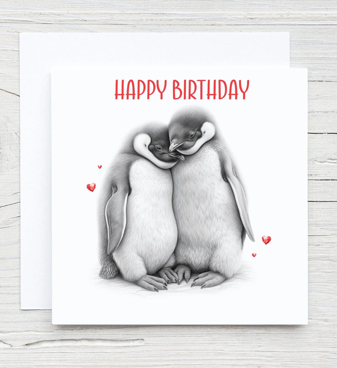 Sketchy Penguin Birthday Card, Penguin Pair Card, Penguin Card ...
