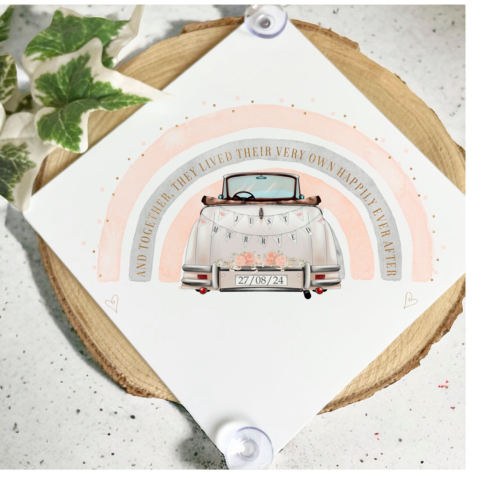 Personalised Just Married Car Sign, Vintage Wedding Car Sign, Just ...