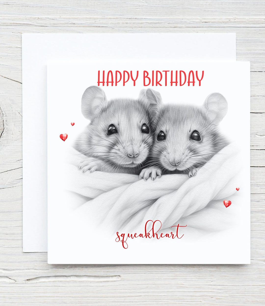 Sketchy Mice Birthday Card, Mice Pair Card, Mice Card, Valentines ...
