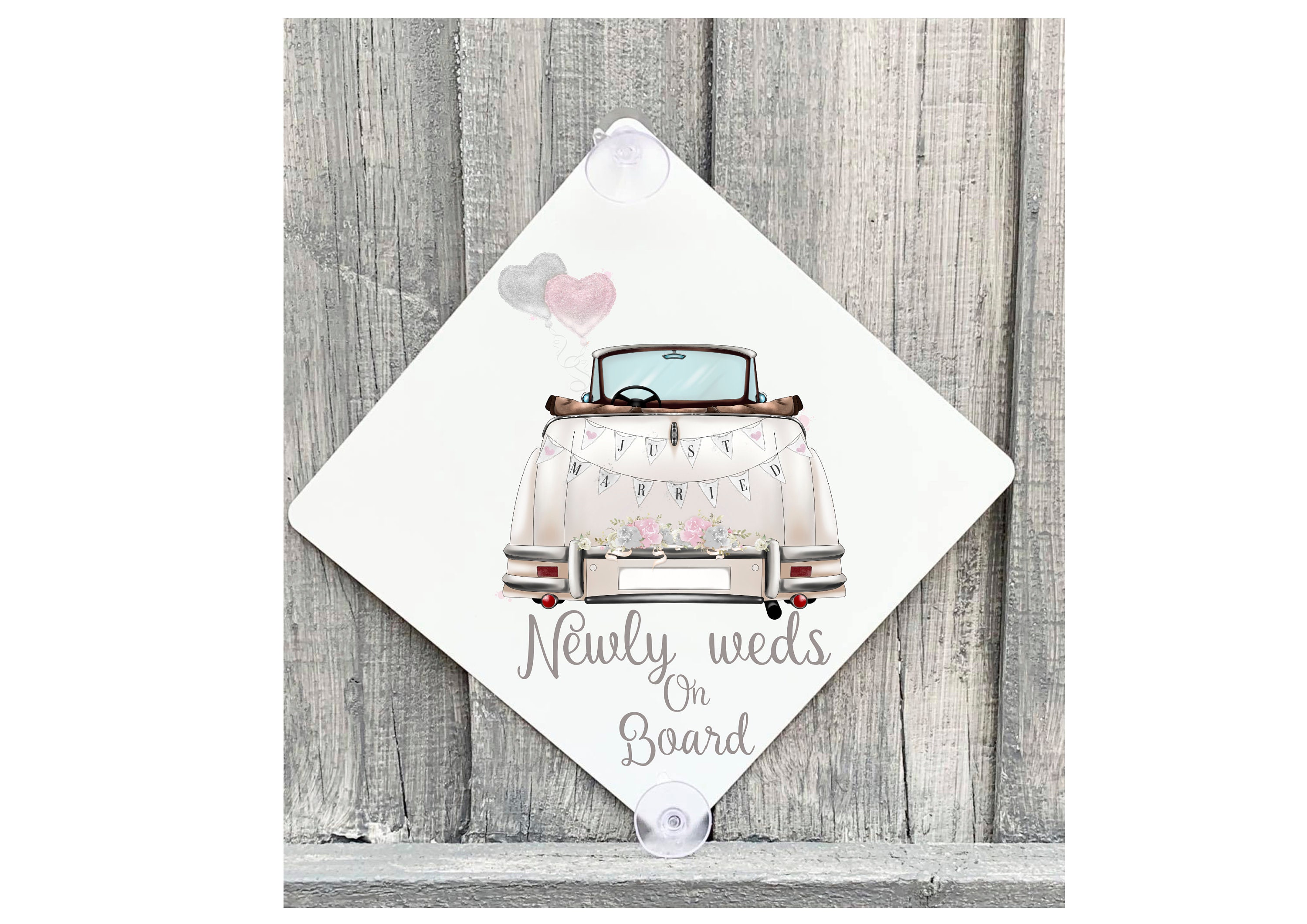 Personalised Just Married Car Sign Vintage Wedding Car Sign | Etsy