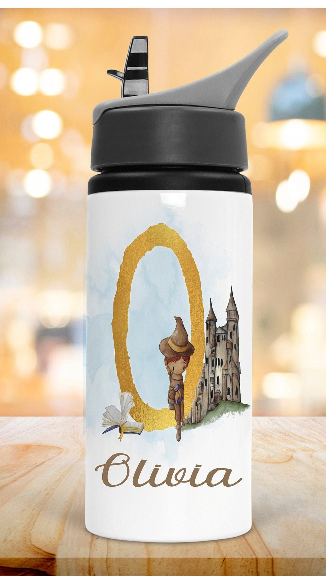 Personalised Wizard Water Bottle Magic Wizard Initial Bottle - Etsy