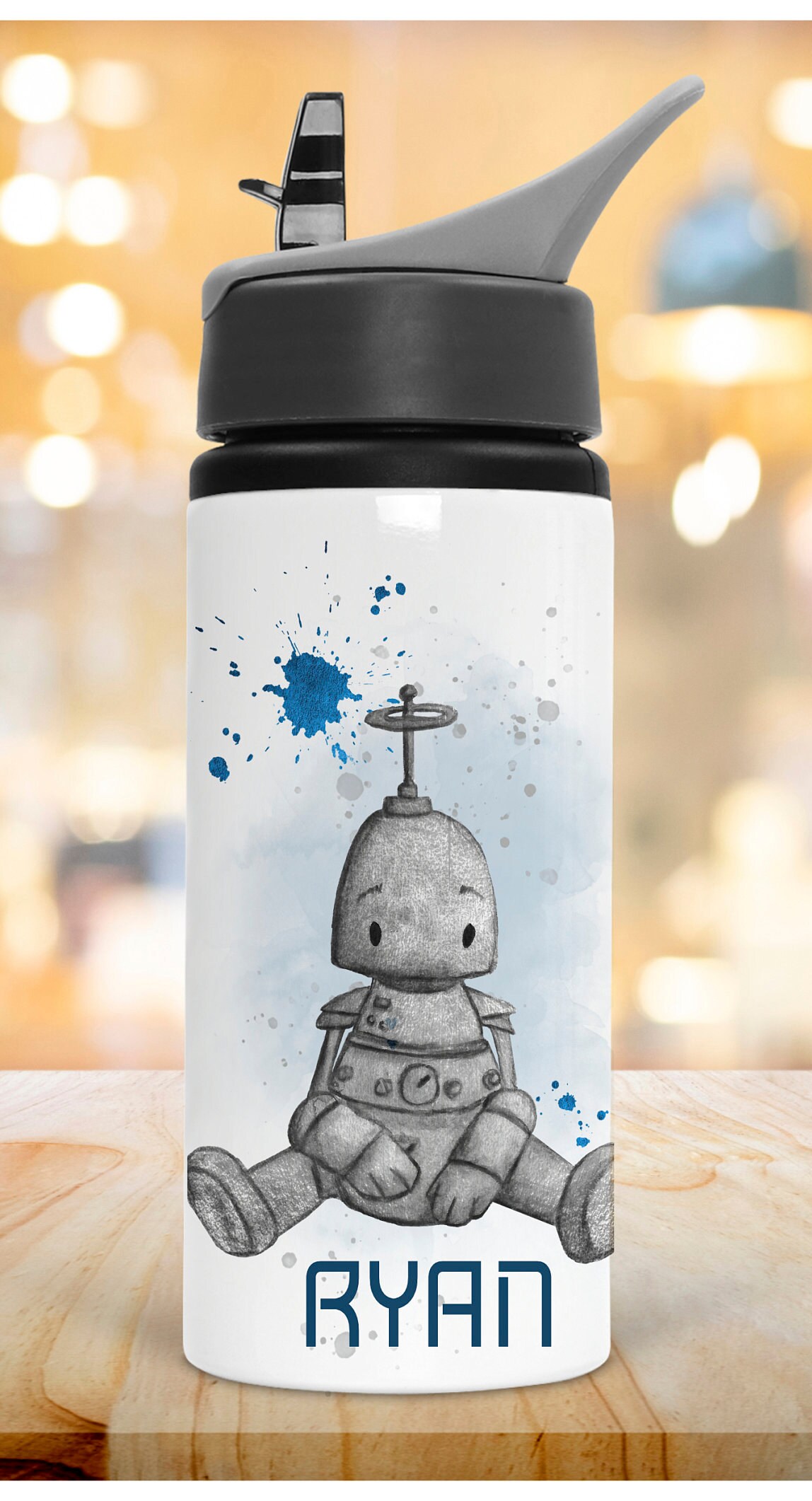Personalised Water Bottle Robot Bottle Robot Gift - Etsy