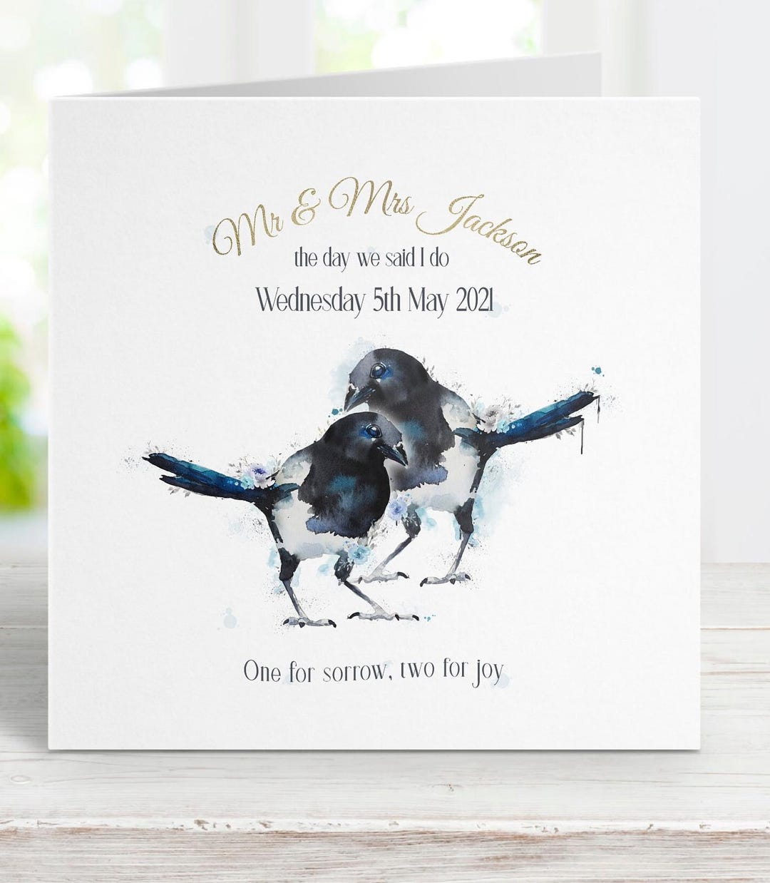 Magpies Wedding Card, Just Married Gift, Good Luck Card ...