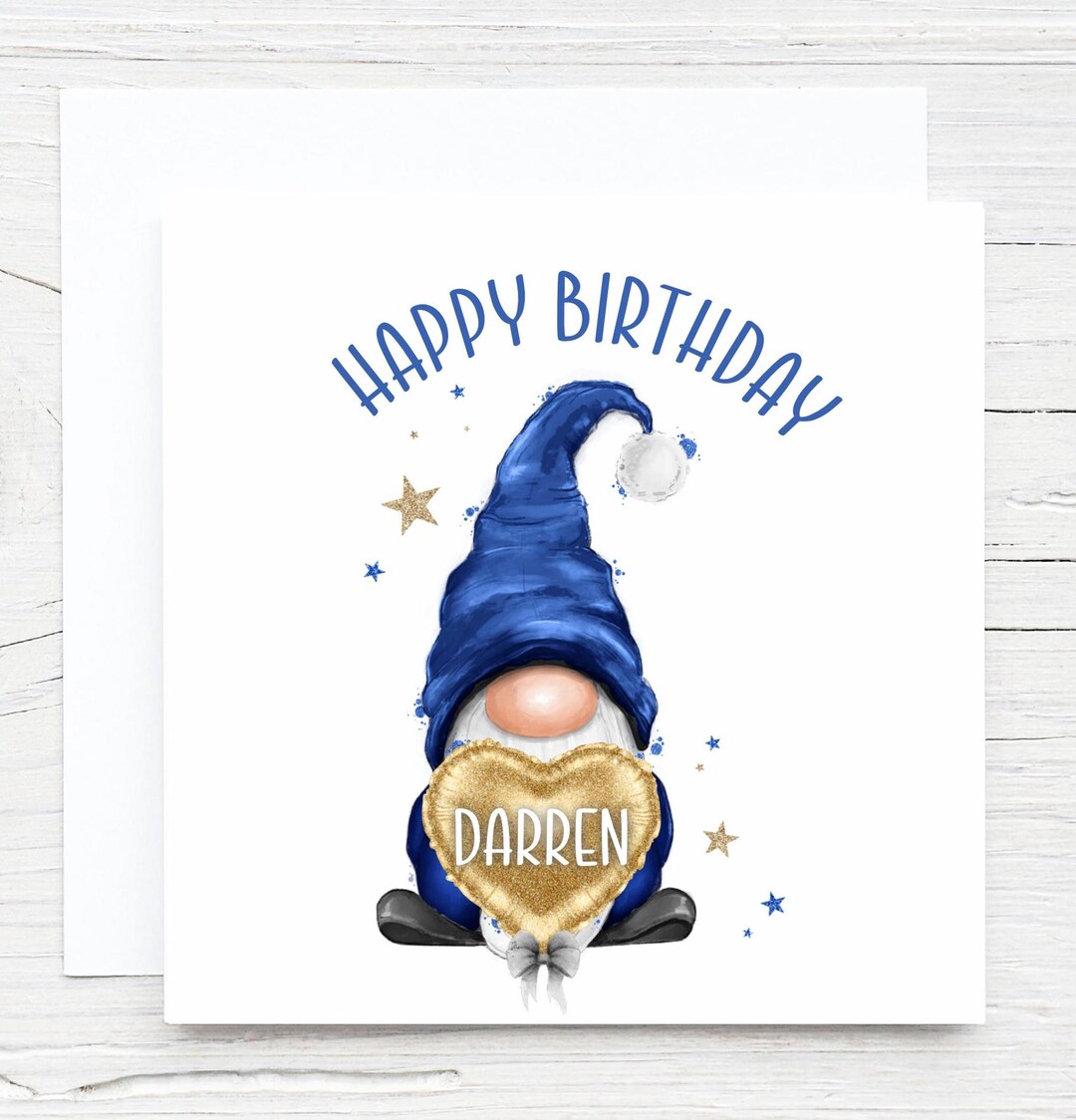 Personalised Gonk Birthday Day Card, Navy Blue Gonk, Boy Gonk, Dad ...