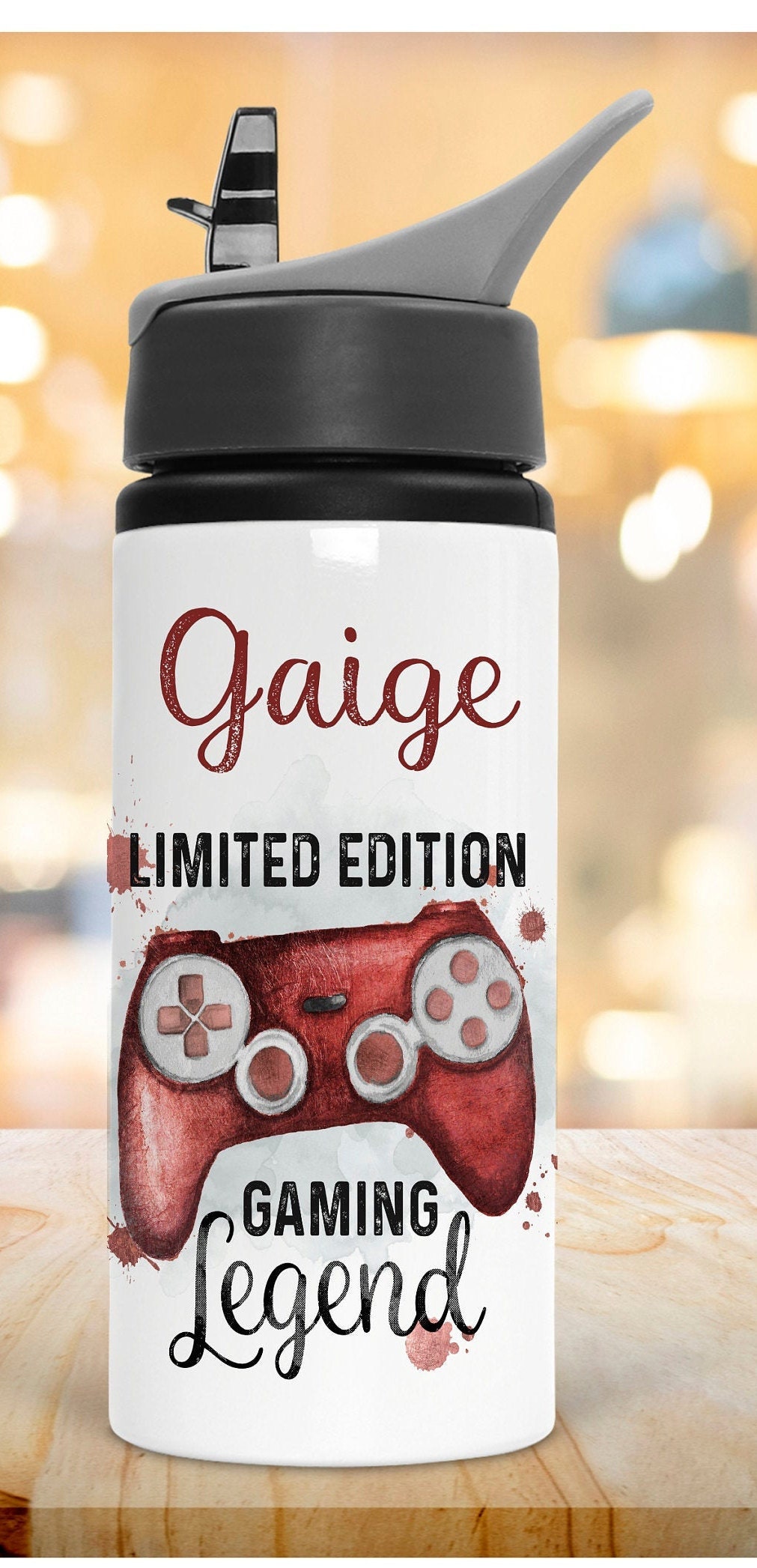 Personalised Gamer Water Bottle, Gamer Bottle , Gamer Controller Gift ...