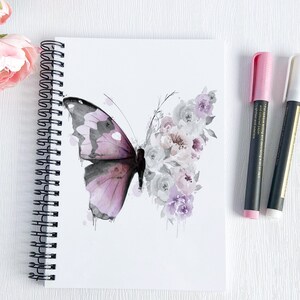 Personalised Purple Butterfly Notebook, Floral Butterfly Gift ...