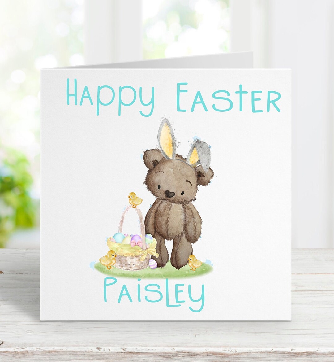 Easter Bear Gift Card, Easter Card, Easter Bunny, Personalised Card - Etsy