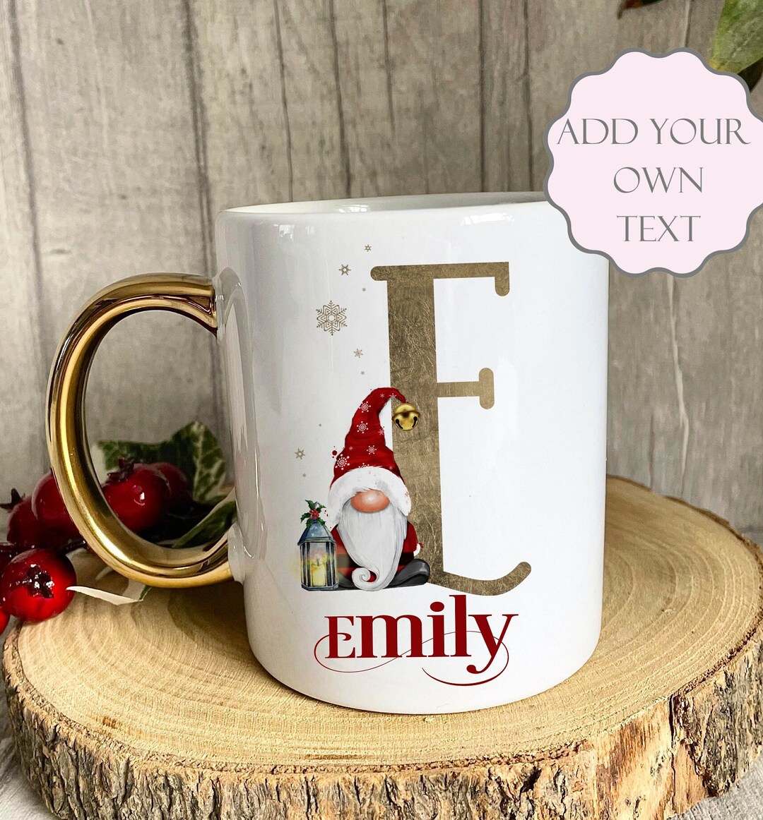 Santa Gonk Christmas Mug Gold Handle gonk Initial Mug - Etsy