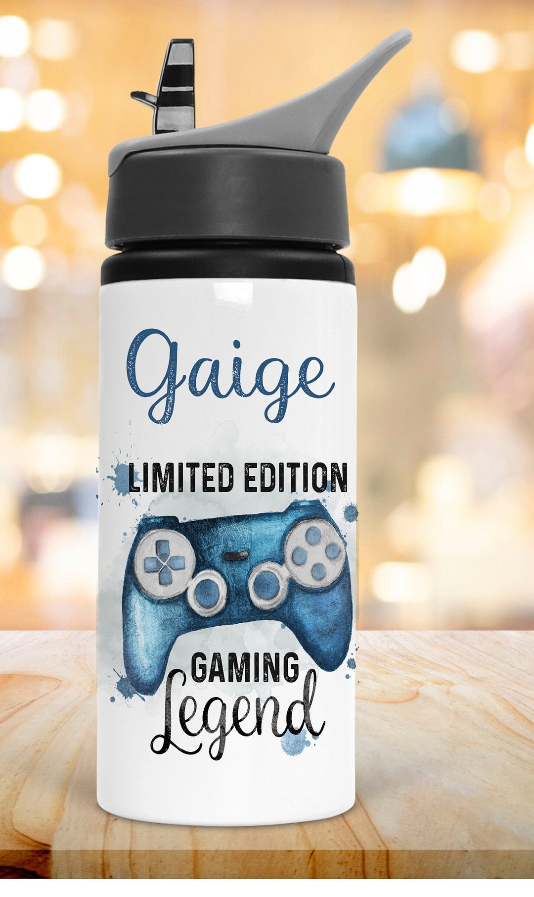 Personalised Gamer Water Bottle, Gamer Bottle , Gamer Controller Gift ...