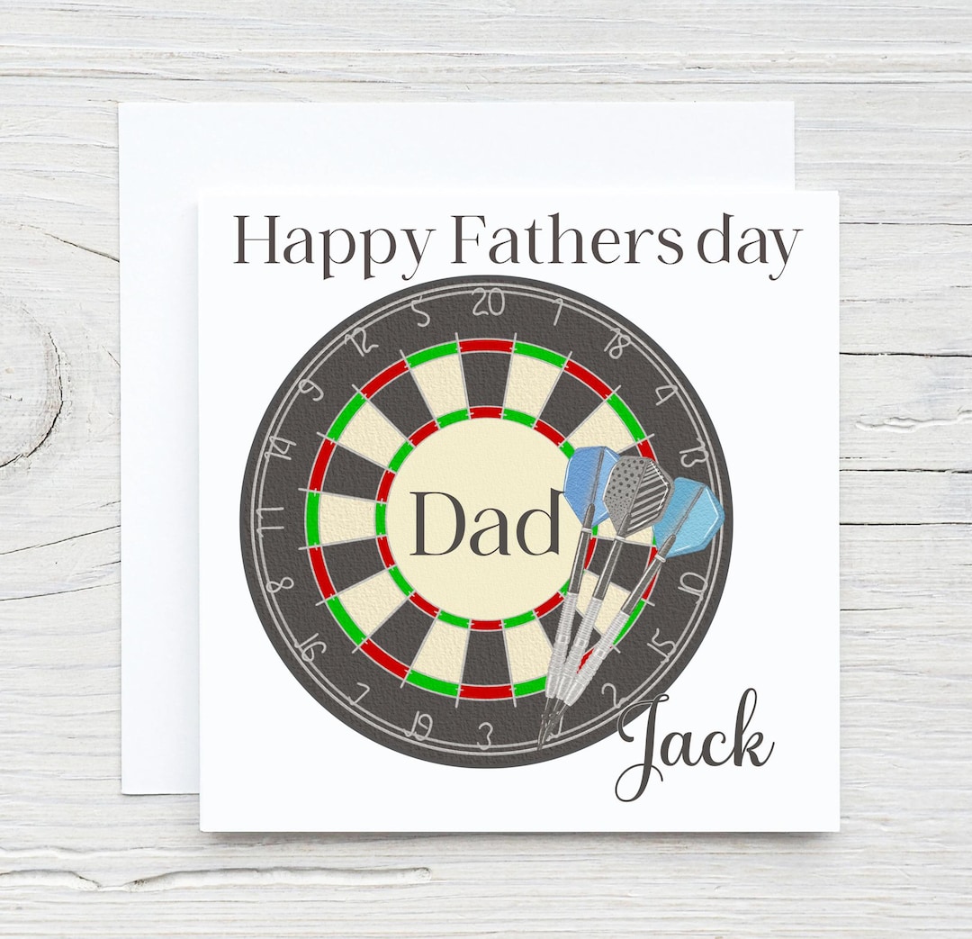 Personalised Darts Birthday Card, Fathers Day Card, Dart Board Card ...
