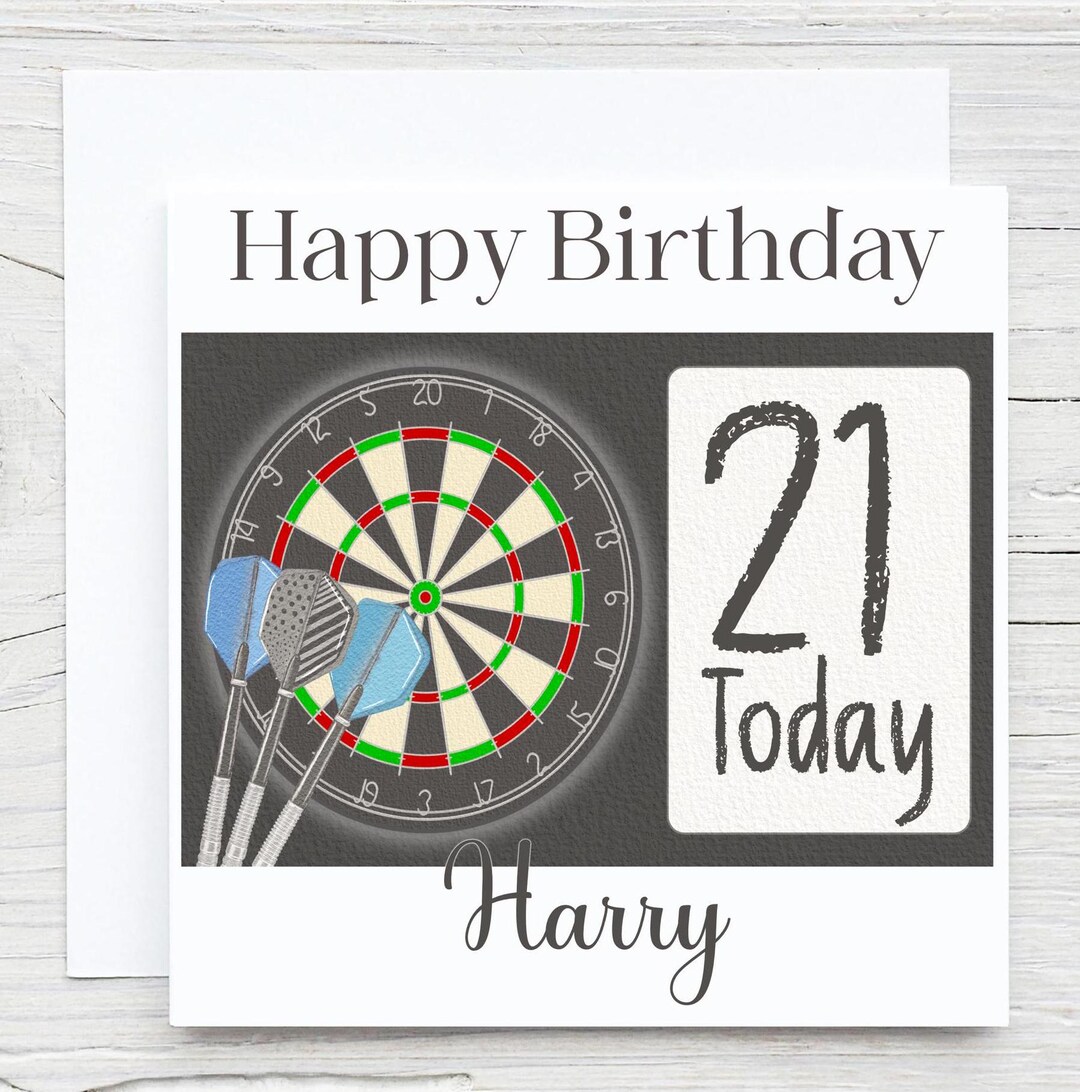 Personalised Darts Birthday Card, Dart Board Card, Darts Player, Spot ...