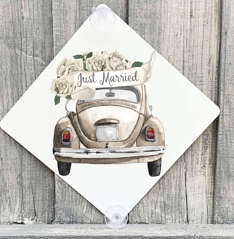 Personalised Just Married Car Sign Vintage Wedding Car Sign | Etsy