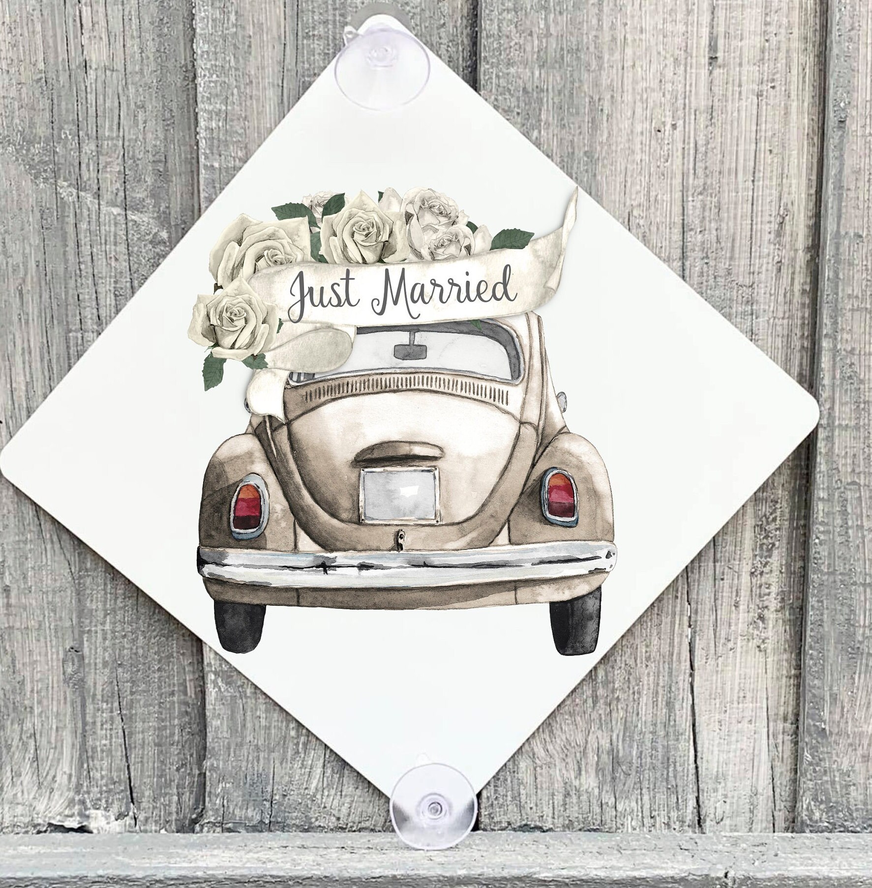 Personalised Just Married Car Sign Vintage Wedding Car Sign | Etsy