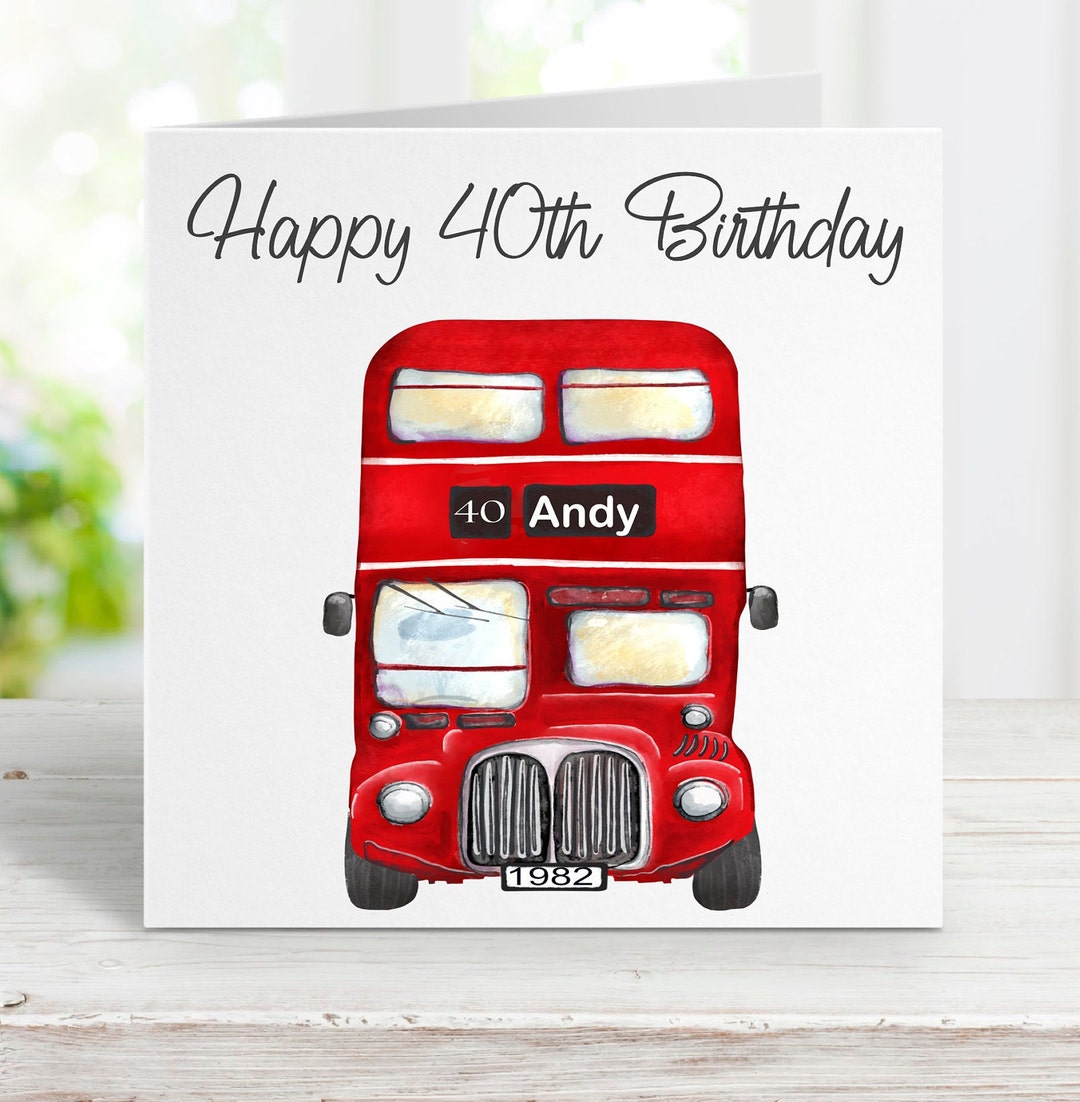Birthday Card, Double Decker Bus Card, Red Bus Gift Card, London Tour ...