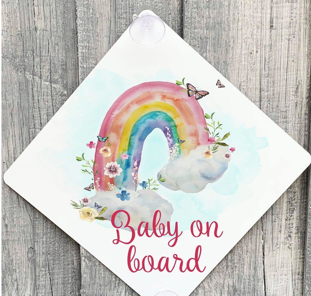 Personalised Baby on Board Car Sign Rainbow Car Sign - Etsy