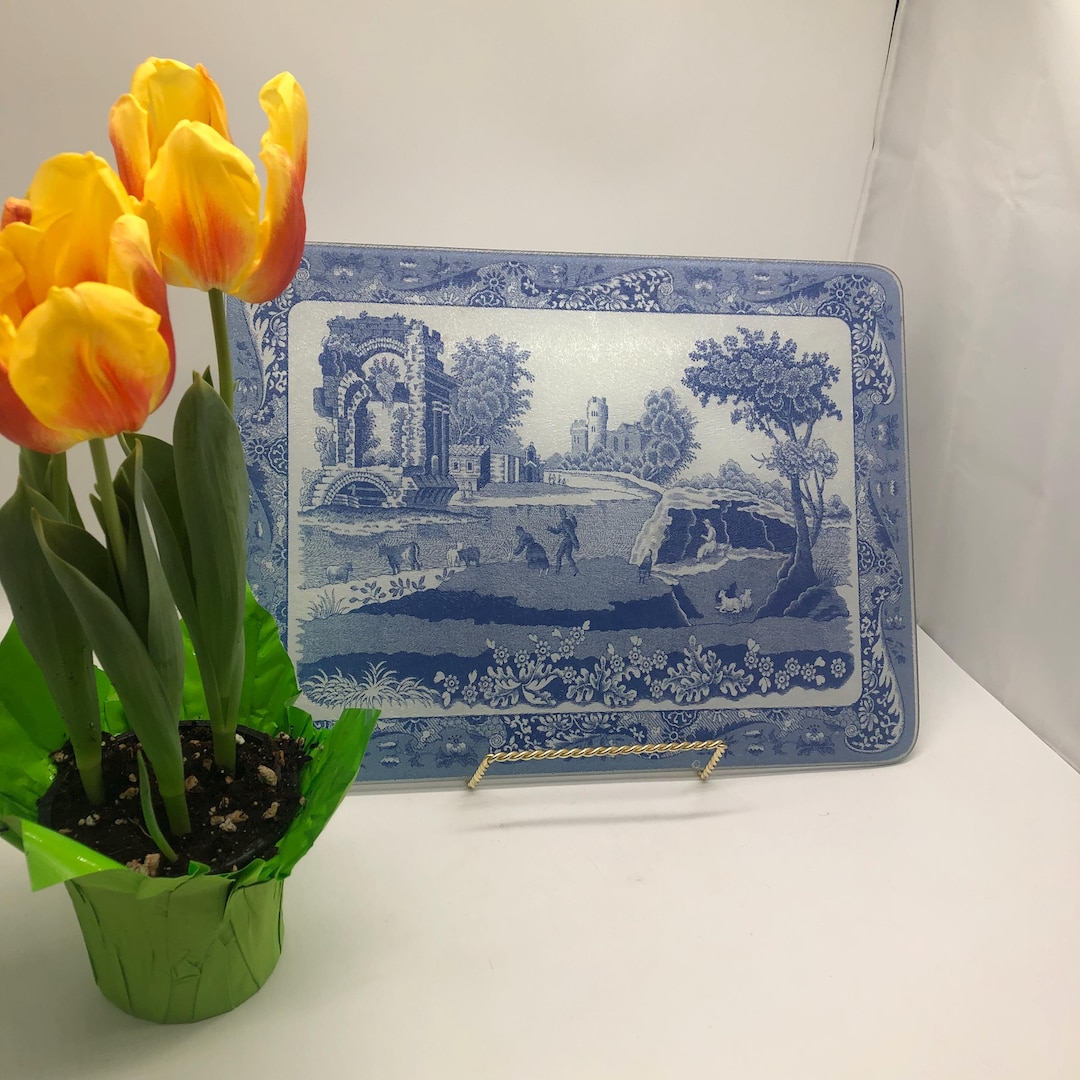 Pimpernel Blue Italian Worktop Saver, Non Scratch Toughened Glass ...