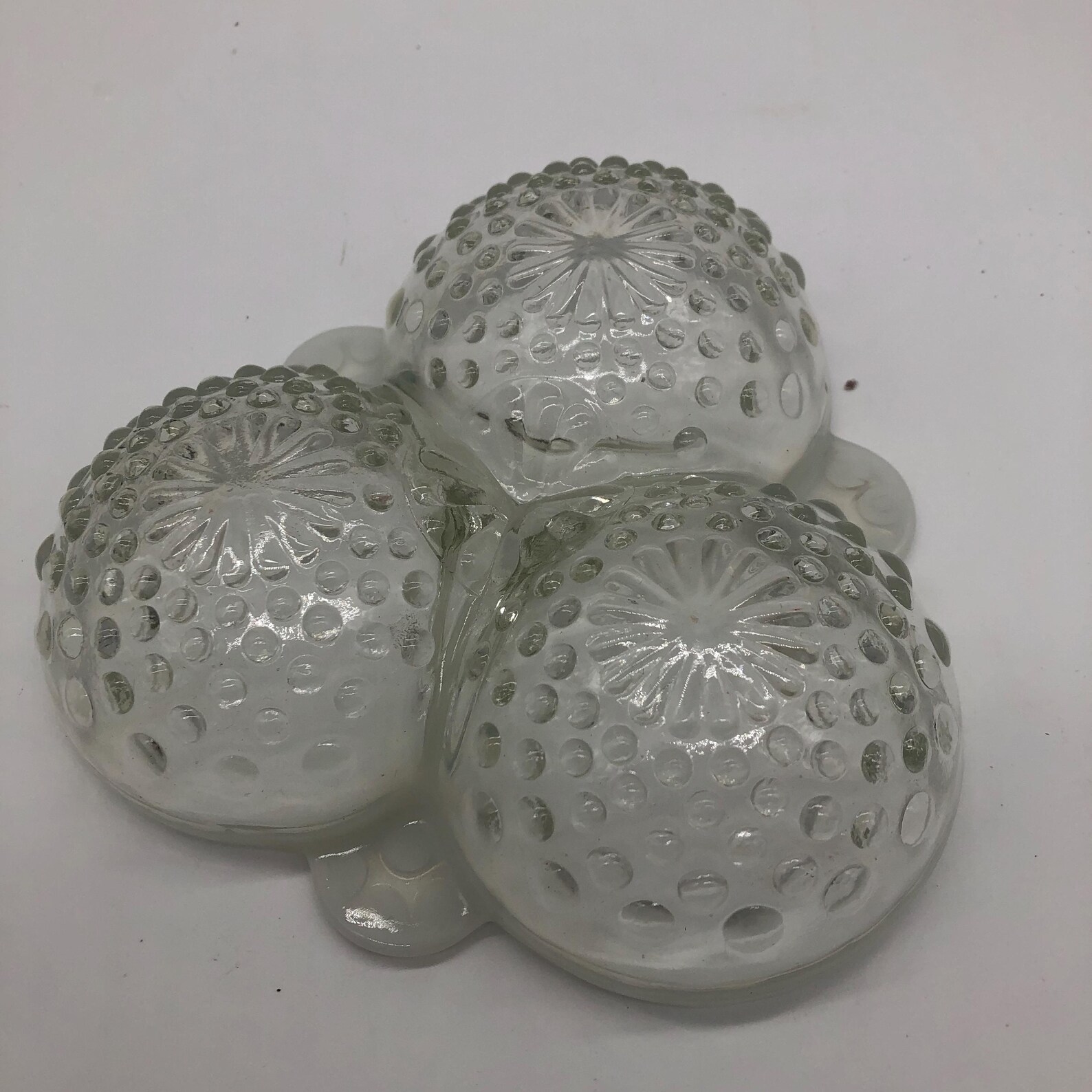 Vintage Fenton Hobnail Opalescent Moonstone Glass Divided Dish With 3 ...