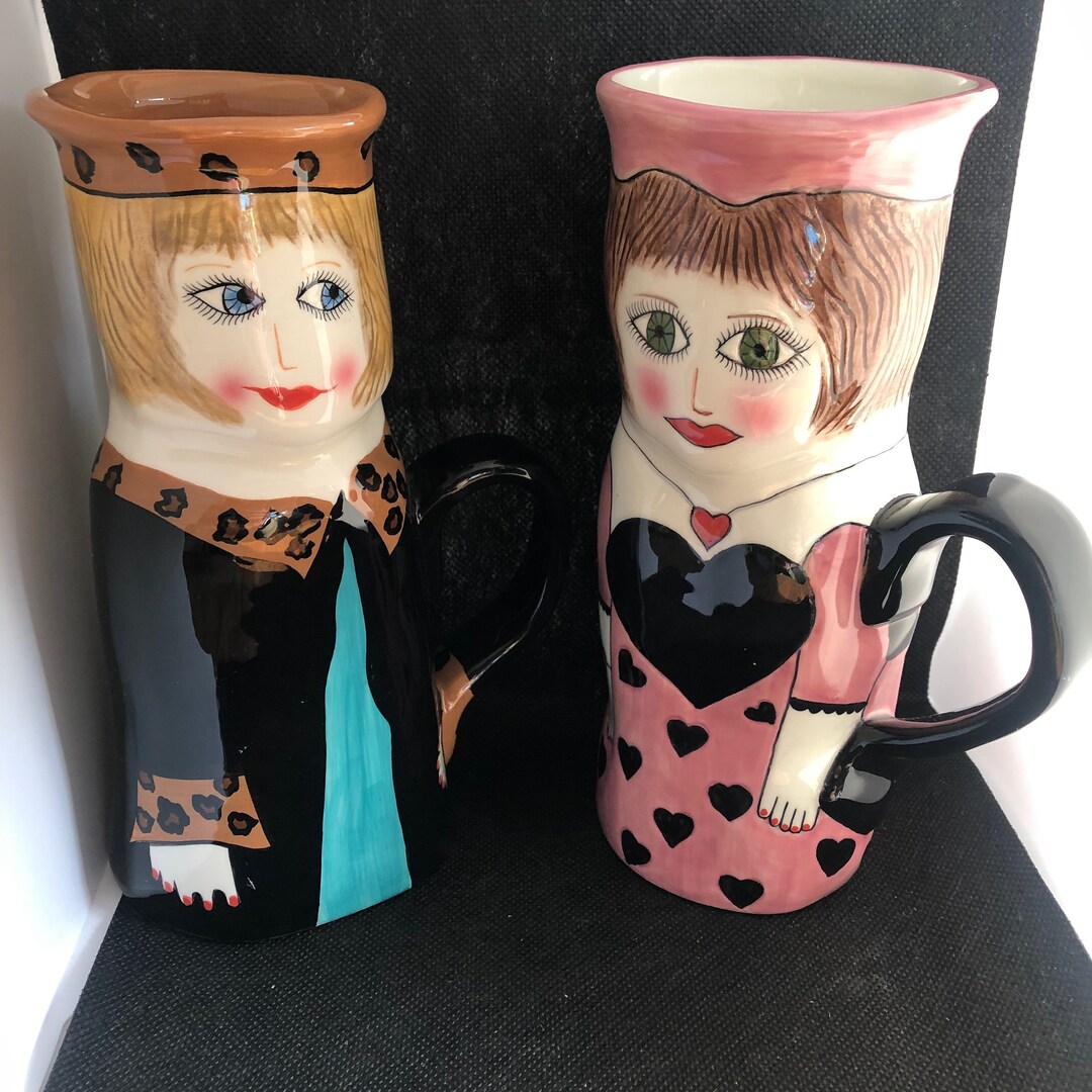 Set of 2 Susan Paley Mugs, Lucy Latte and Caitlin, Bella Casa Coffee ...