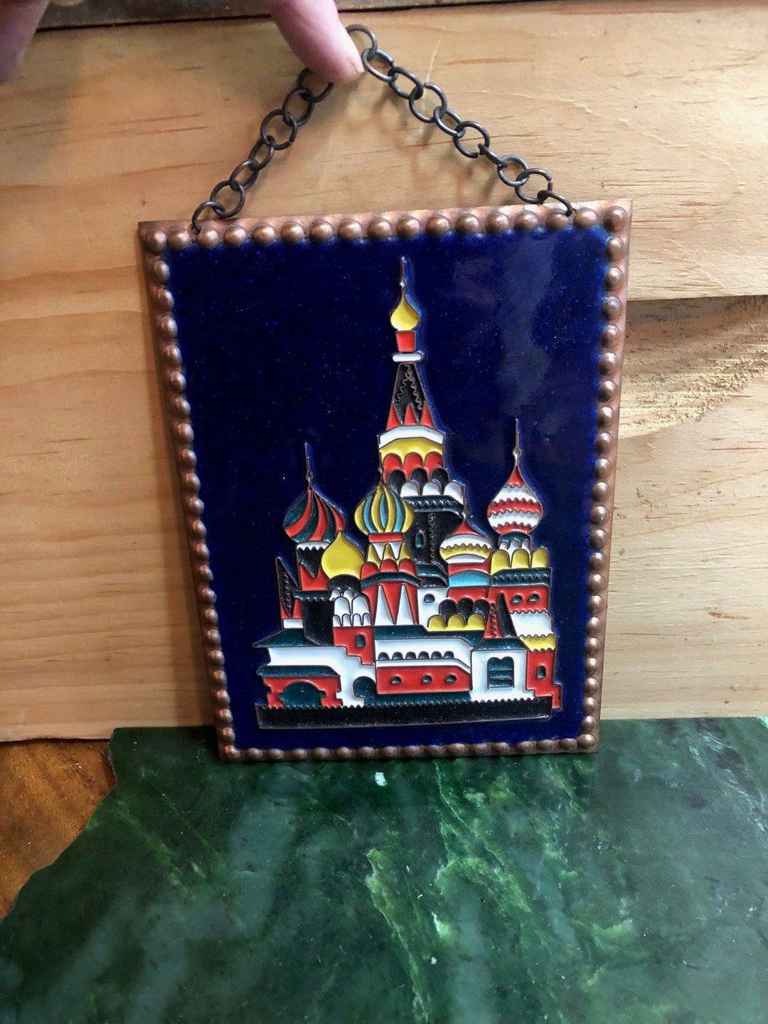 Beautiful Russian Enamelware Wall Art With Cathedral That Has Onion ...