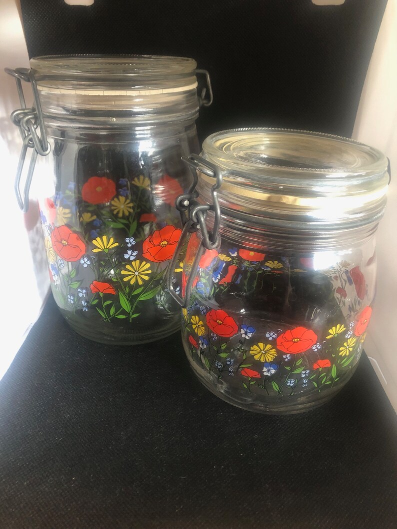 Beautiful 2 Pc Set of Arc France Glass Jars, Design by R Carman ...