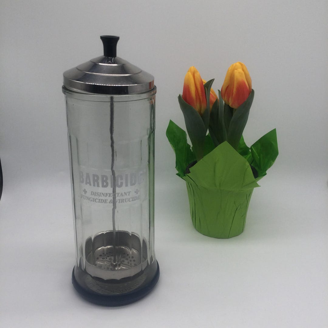 Vintage Barbicide Disinfectant Jar With Lid That Has Attachment That ...