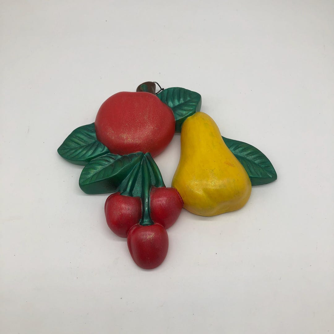 Vintage Chalk Ware Fruit Cluster Wall Hanging, This Piece Has a Pear ...