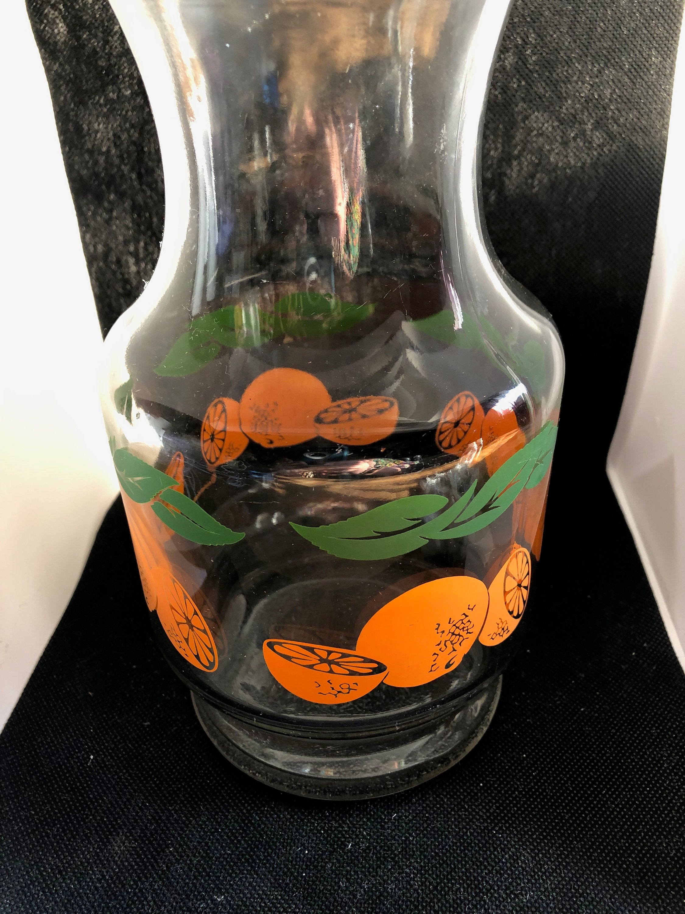 Glass Anchor Hocking Juice Jug With Oranges on It - Etsy