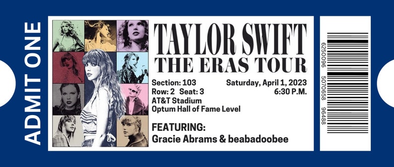 Taylor Swift the Eras Tour Ticket Memorabilia Digital - Etsy