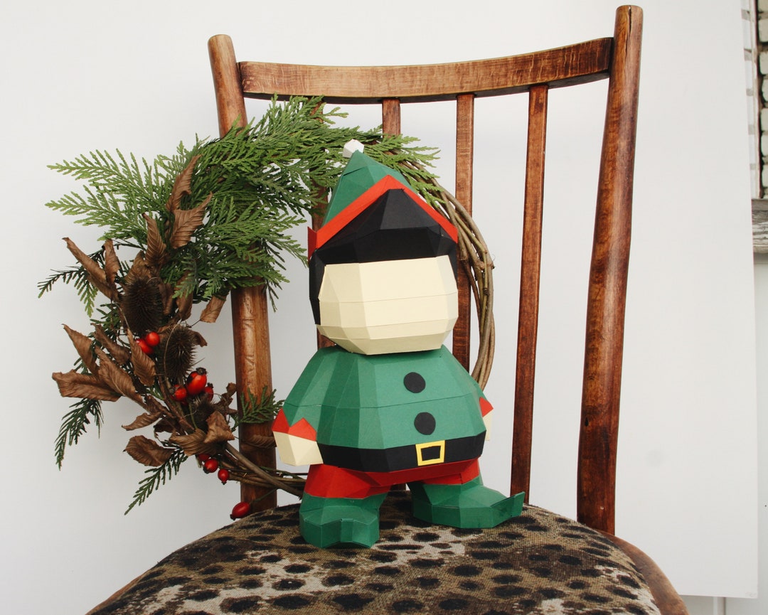 Christmas Elf Papercraft: DIY 3D Low Poly Decor (PDF) - Etsy