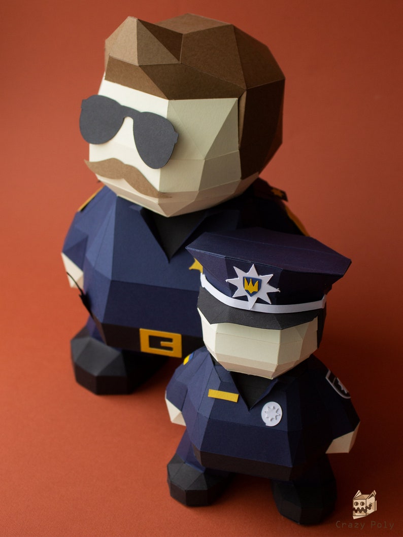 3D Papercraft Police Officer Gift, Low Poly SVG, PDF Template - Etsy