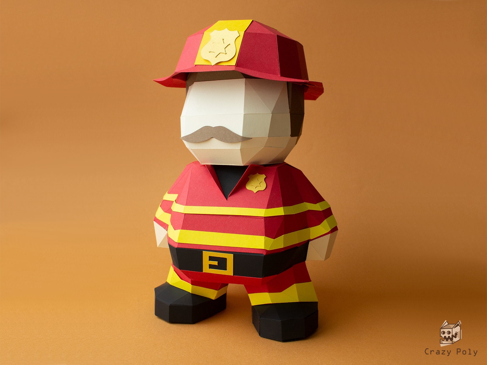 3D Papercraft Firefighter: DIY Low Poly Model (PDF Template) - Etsy