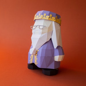 SVG Old Paper Magician. Diy Wizard PDF Papercraft Template, 3D Low Poly ...