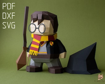 Witch's Broom Papercraft 3D DIY Low Poly Paper Crafts Halloween Wall ...