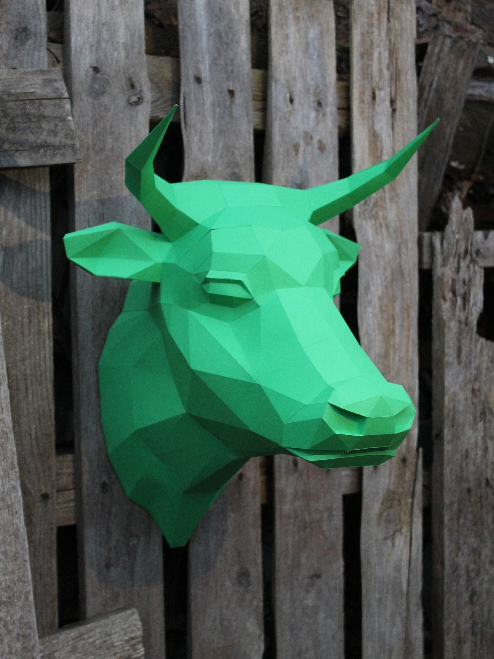DIY Papercraft Bull Trophy Head, DXF SVG 3d Bull Template, Low Poly ...