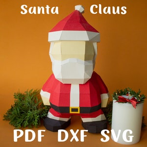 Santa Claus 3d Papercraft Christmas Decor, PDF Low Poly Diy Kit, Paper ...