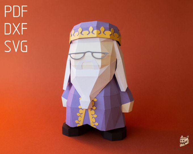 Diy 3 in 1 Wizard PDF Template + SVG Files, Harry Low Poly Papercraft ...