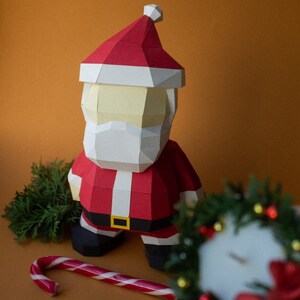 Santa + Elf 3d Papercraft Christmas Decor, PDF Low Poly Christmas Paper ...