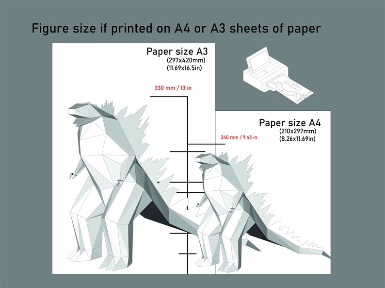 Godzilla Papercraft Template: Low Poly 3D Origami Kaiju (PDF, SVG, DXF ...