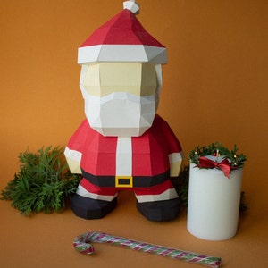 Santa + Elf 3d Papercraft Christmas Decor, PDF Low Poly Christmas Paper ...