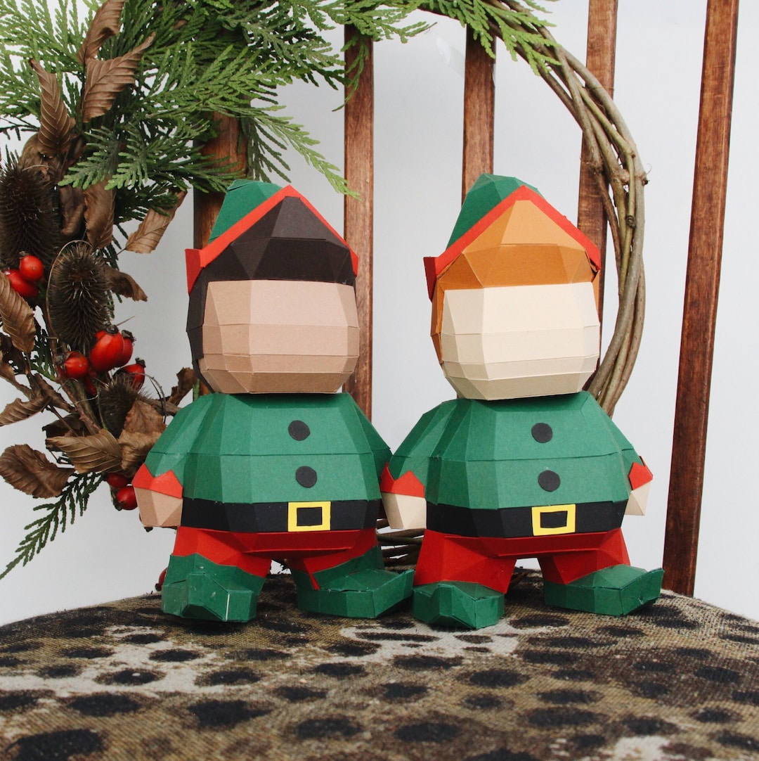 Little Christmas Elf PDF DXF SVG 3D Papercraft, Christmas Decoraion Diy ...
