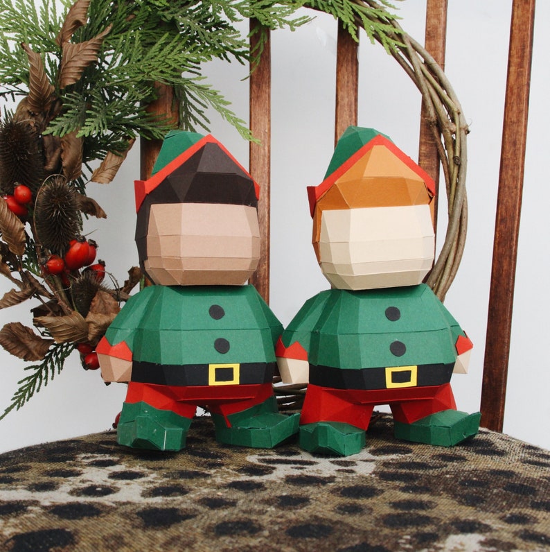 Little Christmas Elf PDF DXF SVG 3D Papercraft, Christmas Decoraion Diy ...