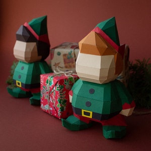 Little Christmas Elf PDF DXF SVG 3D Papercraft, Christmas Decoraion Diy ...