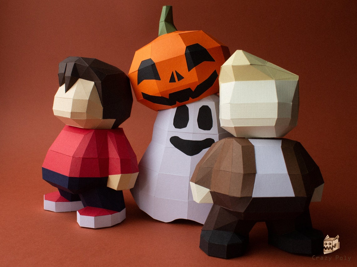 Halloween Ghost Man Figures Papercraft Pdf Template With Svg | Etsy