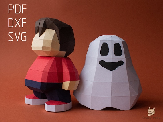 Halloween Ghost Man Figures Papercraft Pdf Template With Svg - Etsy