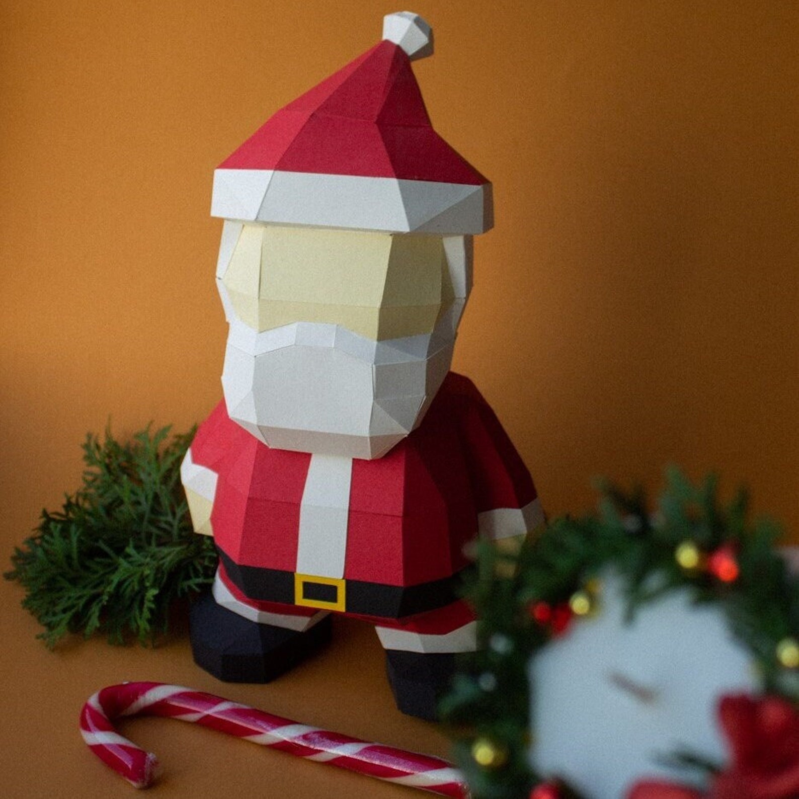 Santa Claus 3d Papercraft Christmas Decor, PDF Low Poly Diy Kit, Paper ...