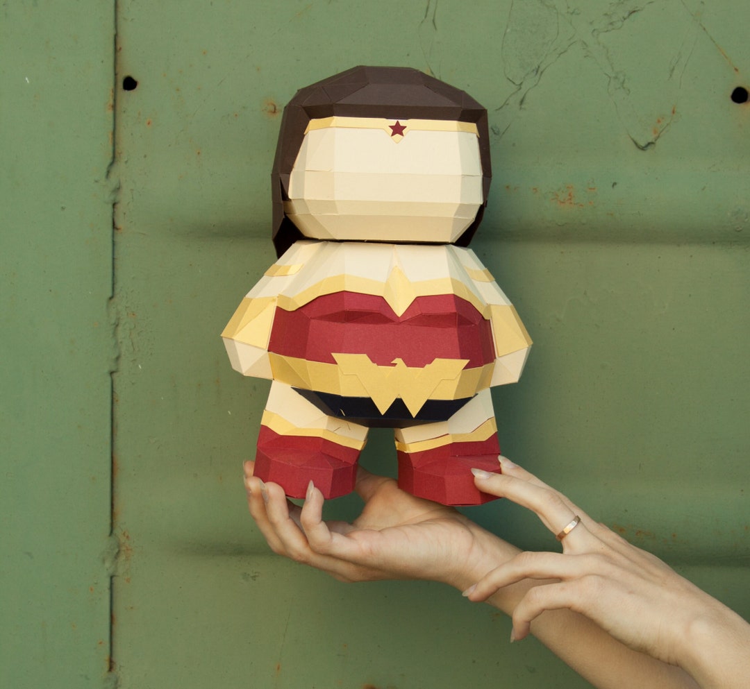 Papercraft 3d Wonder Superhero, Diy PDF Template, Papercraft Low Poly ...