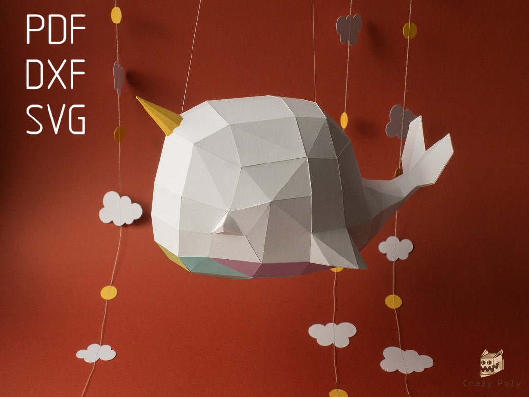 Ballena papercraft 3d, Plantillas PDF digitales, Decoración de ...