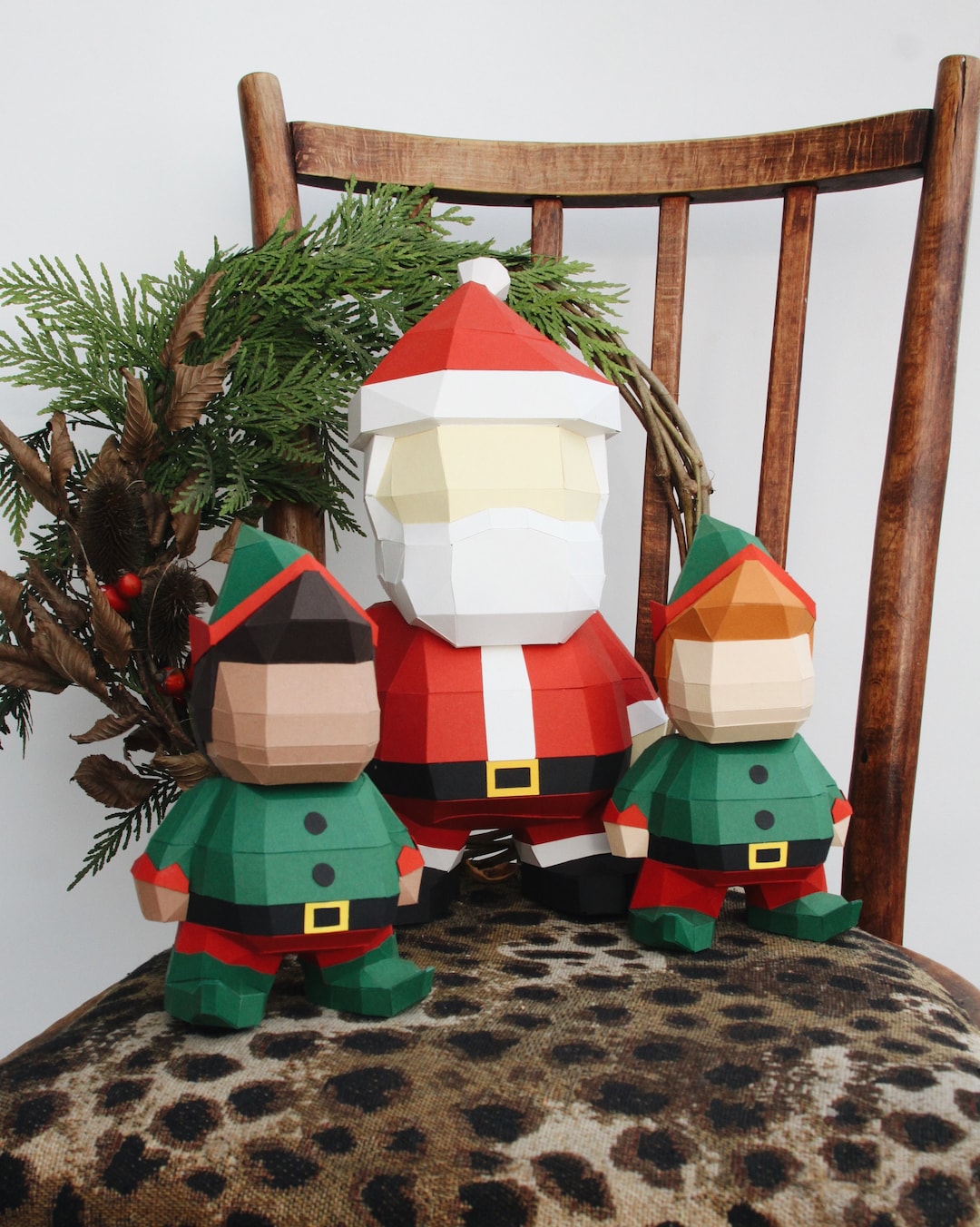 Santa & Elf 3D Papercraft Christmas Decor (PDF, SVG, DXF) - Etsy