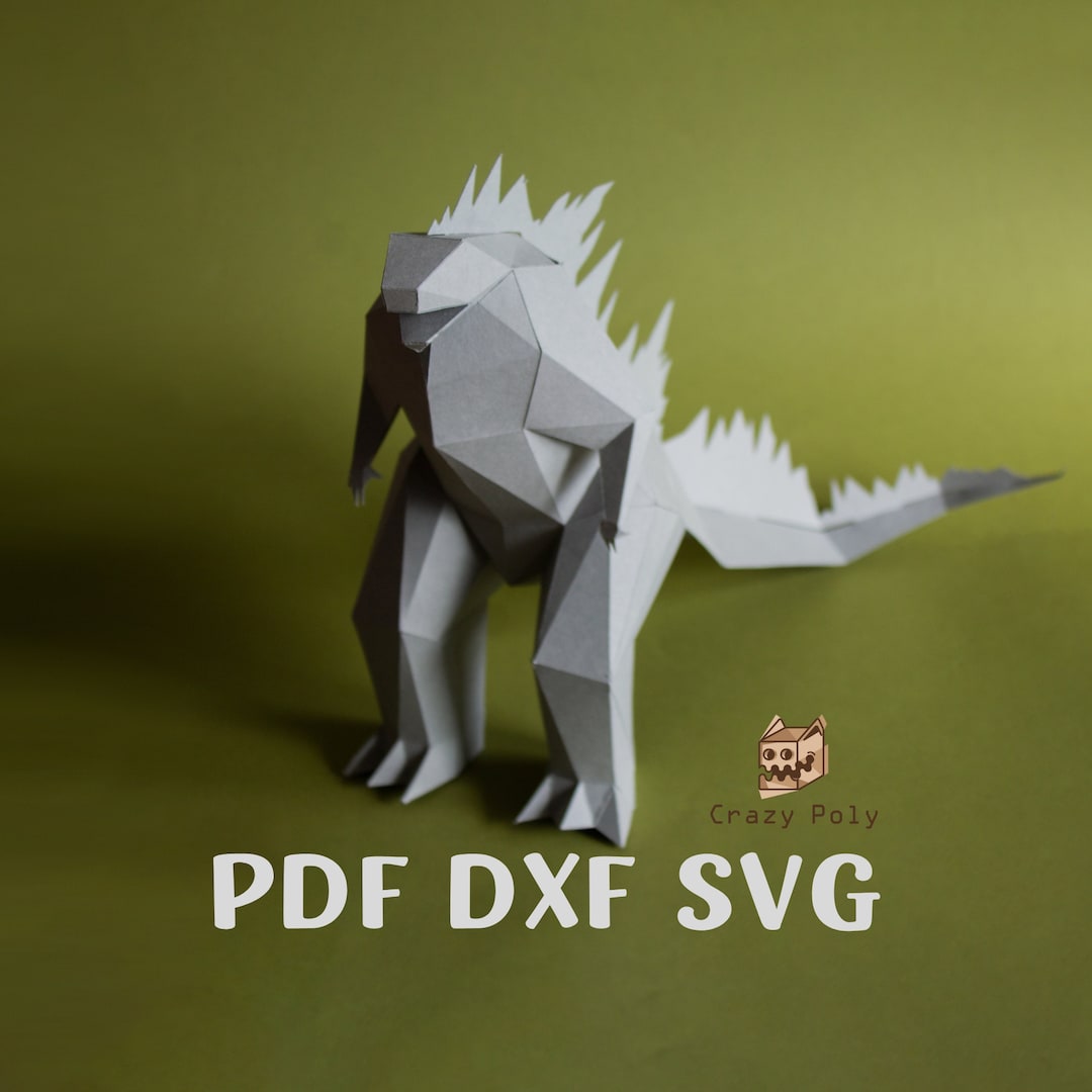 Godzilla Papercraft Template: Low Poly 3D Origami Kaiju (PDF, SVG, DXF ...